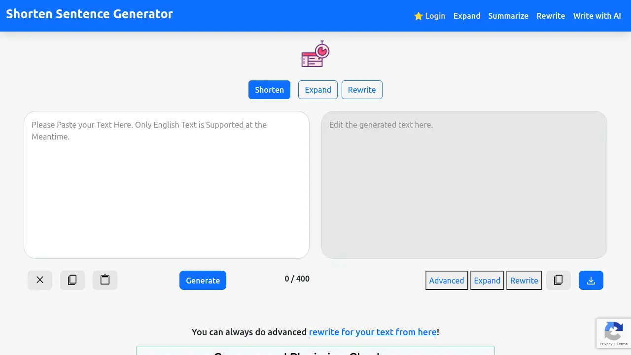 Shorten Sentence Generator - AI-Powered Sentence Shortening and ...