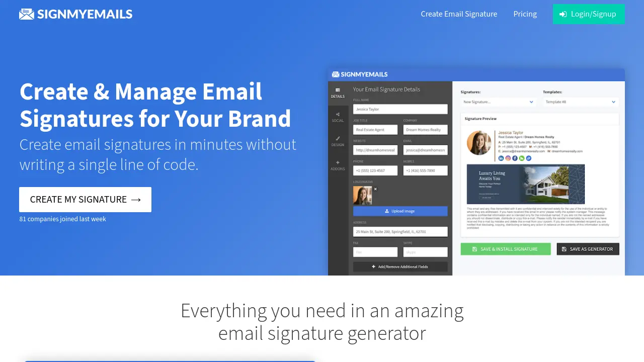 SignMyEmails - Create and Manage Professional Email Signatures Instantly