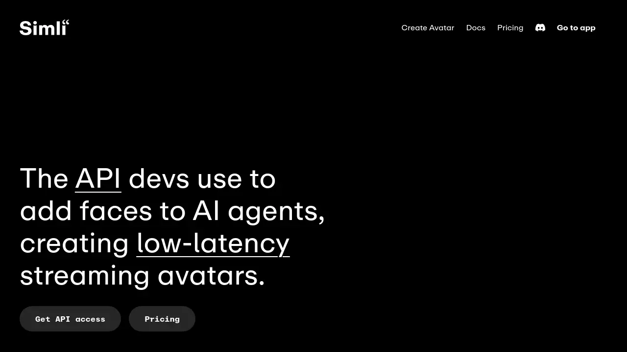 Simli - Low-latency streaming avatar API for AI agents