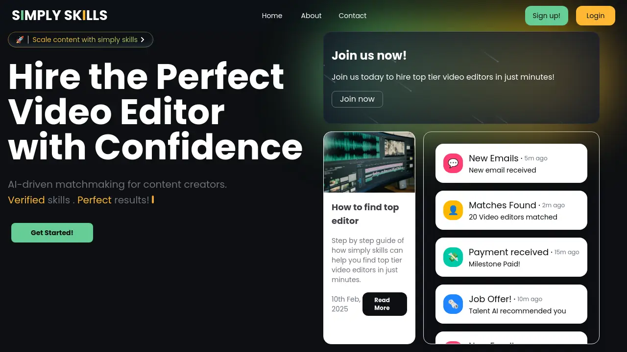 Simply Skills - AI-driven matchmaking for content creators.