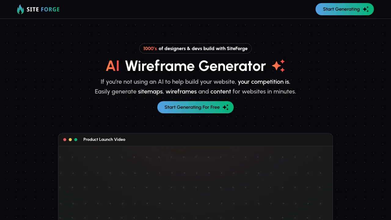 SiteForge - AI Wireframe Generator
