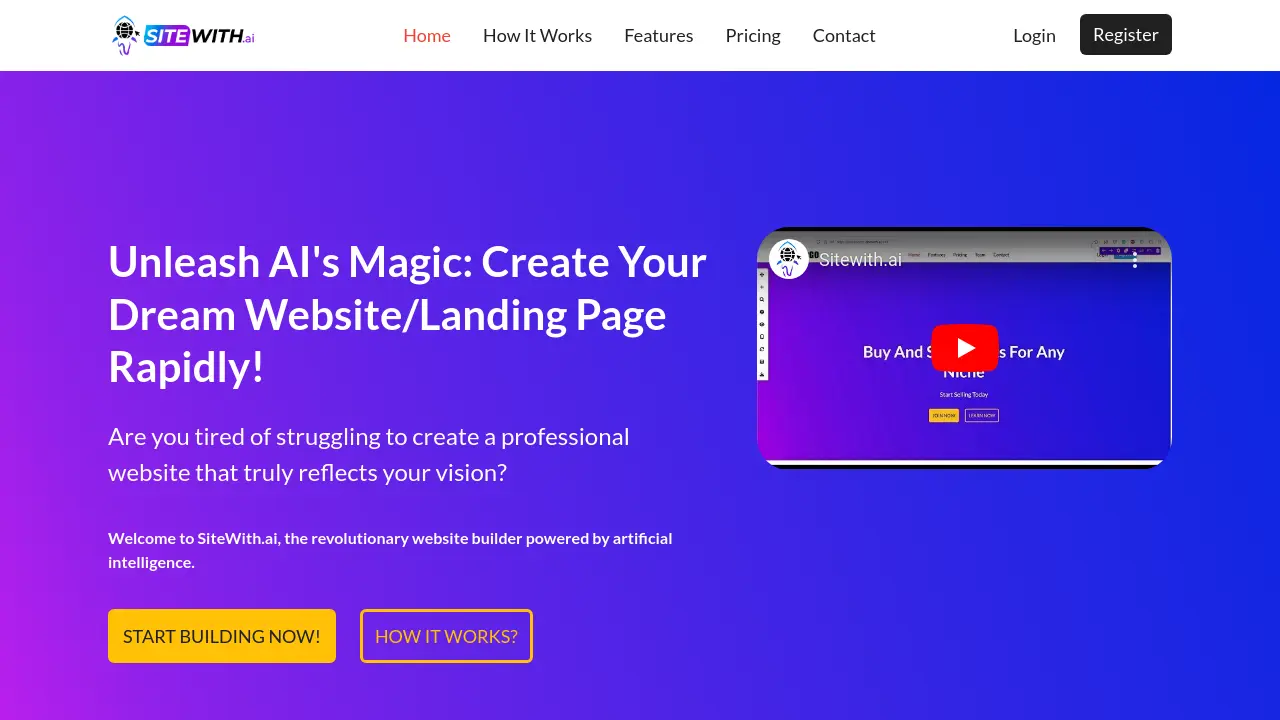 SiteWith.ai - Create Your Dream Website/Landing Page Rapidly!