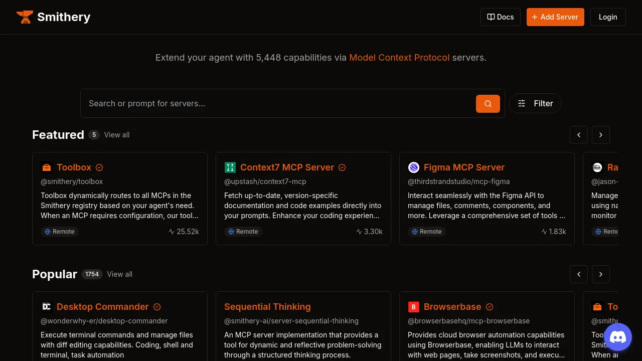Smithery - Extend your agent with thousands of capabilities via Model ...