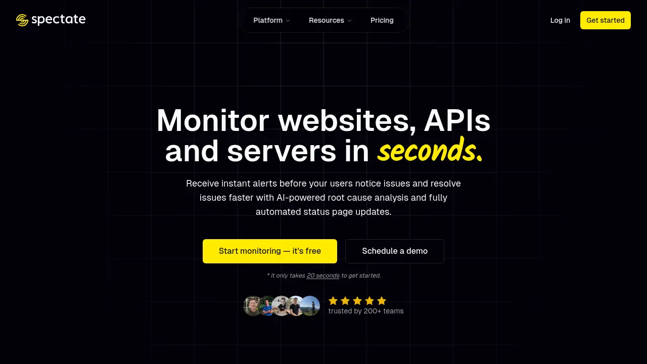 Spectate - Monitor websites, APIs and servers in seconds