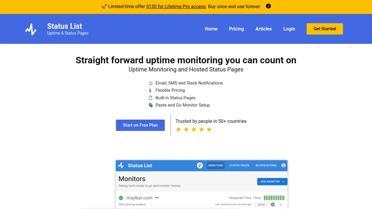 Status List - Straight forward uptime monitoring you can count on