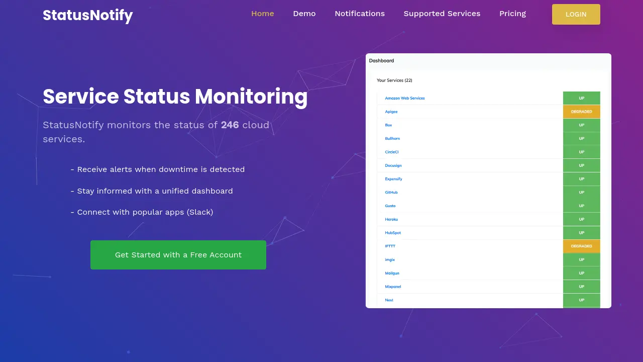 StatusNotify - Comprehensive Cloud Service Status Monitoring and Alerts