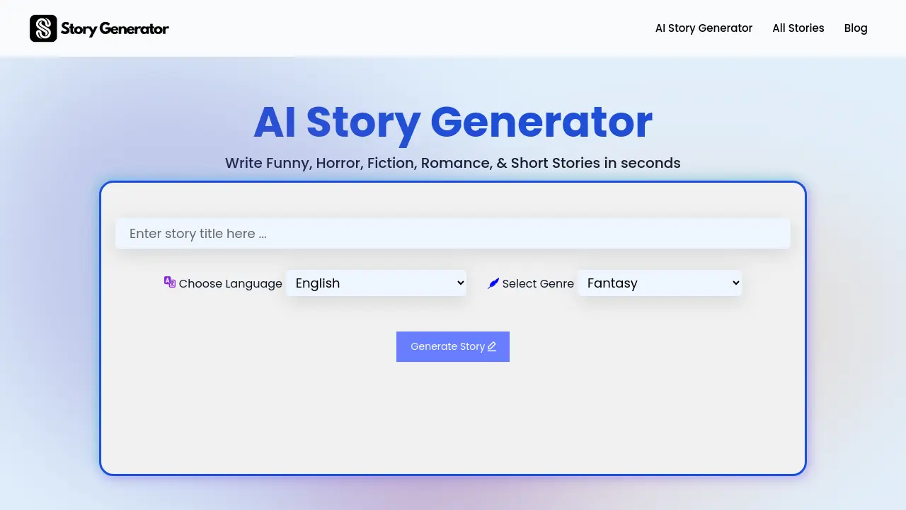 Story Generator AI - Write Funny, Horror, Fiction, Romance, & Short ...