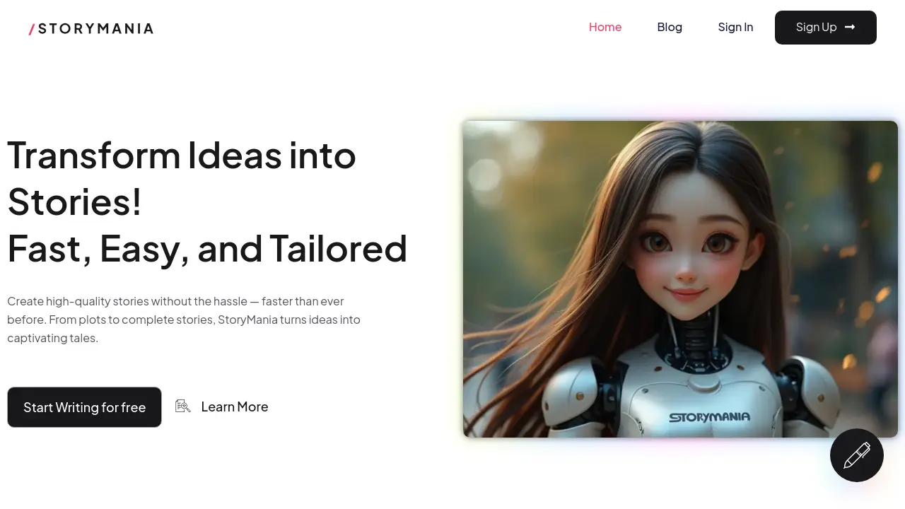 StoryMania - Transform Ideas into Stories! Fast, Easy, and Tailored