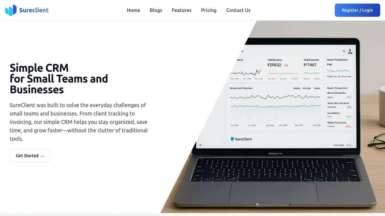 SureClient - The Simple CRM for Small Teams and Businesses