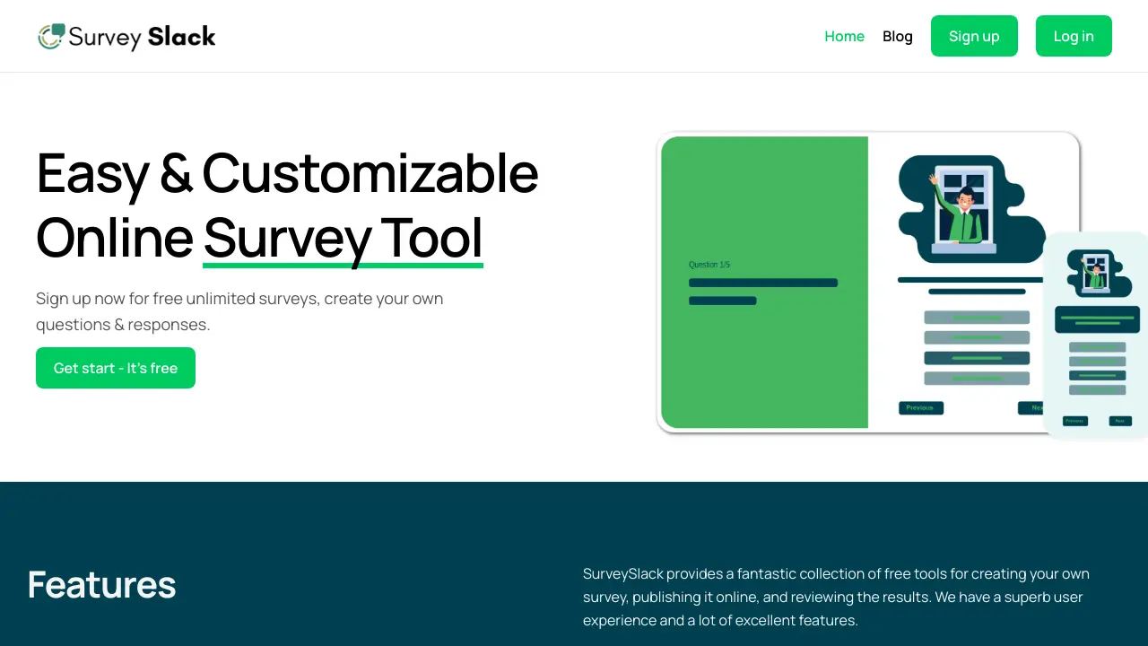 SurveySlack - Easy & Customizable Online Survey Tool