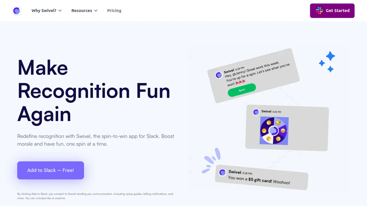 Swivel - Make Workplace Recognition Fun with a Spin-to-Win App for Slack