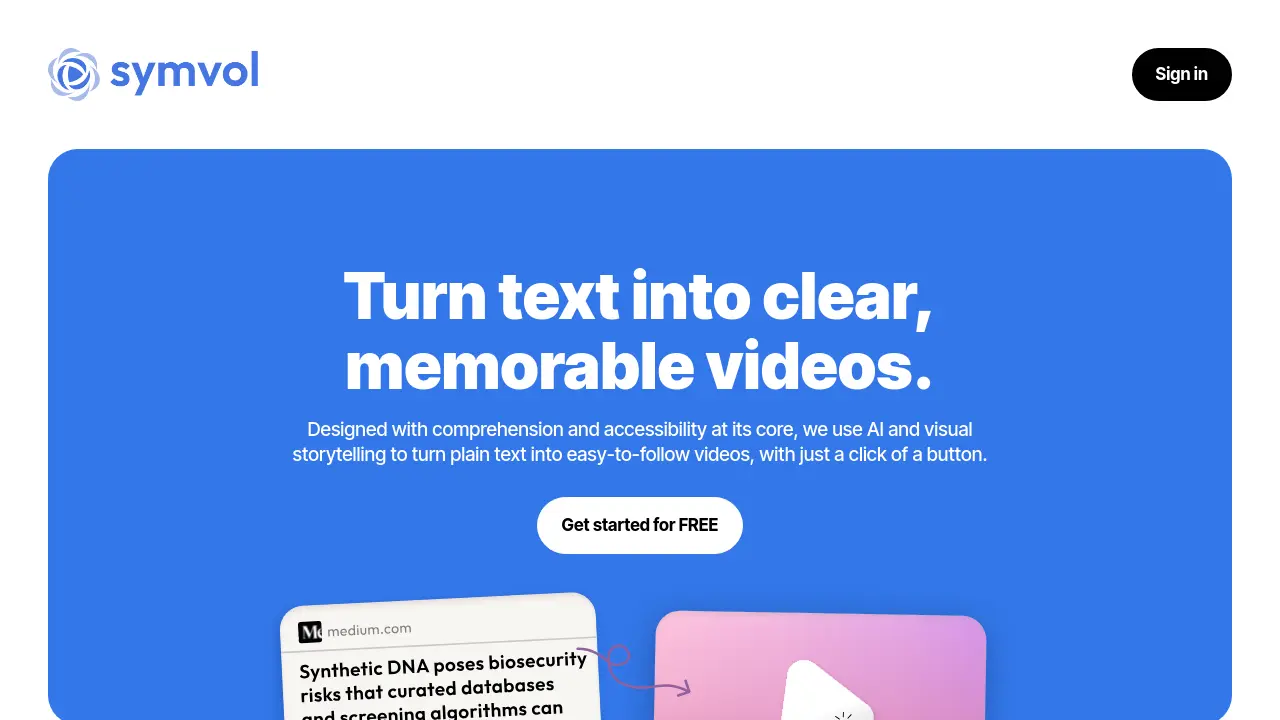 Symvol - Turn Text into Clear, Memorable Videos