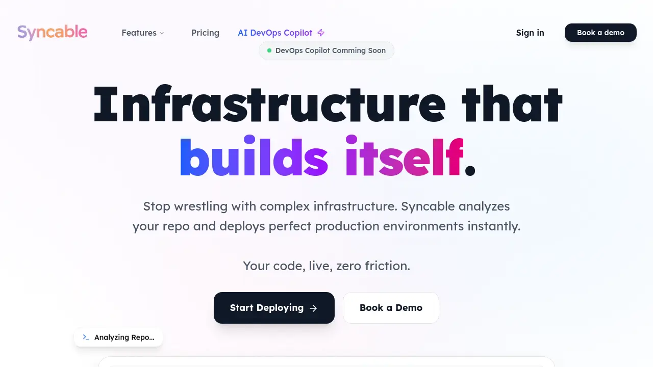 Syncable - Infrastructure that builds itself.