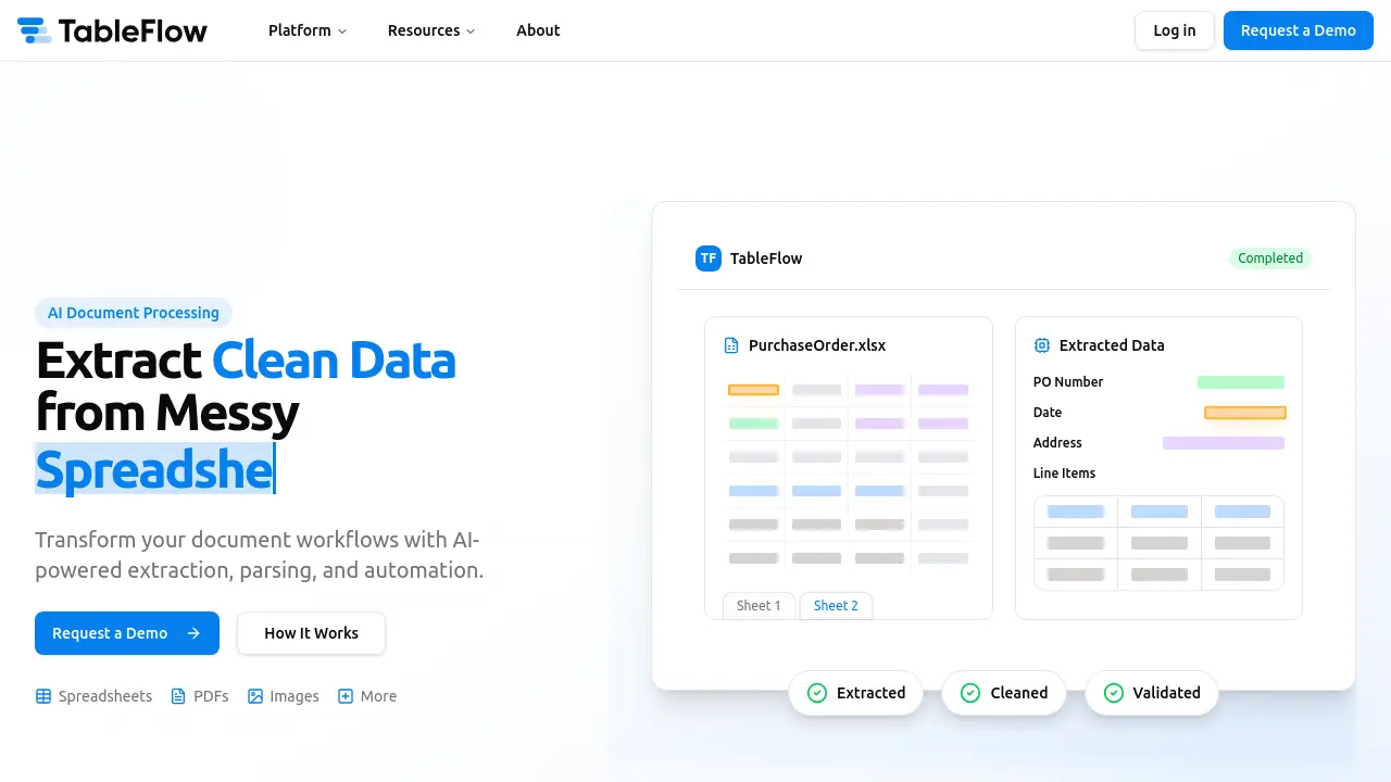 TableFlow - Extract Clean Data from Messy Spreadsheets
