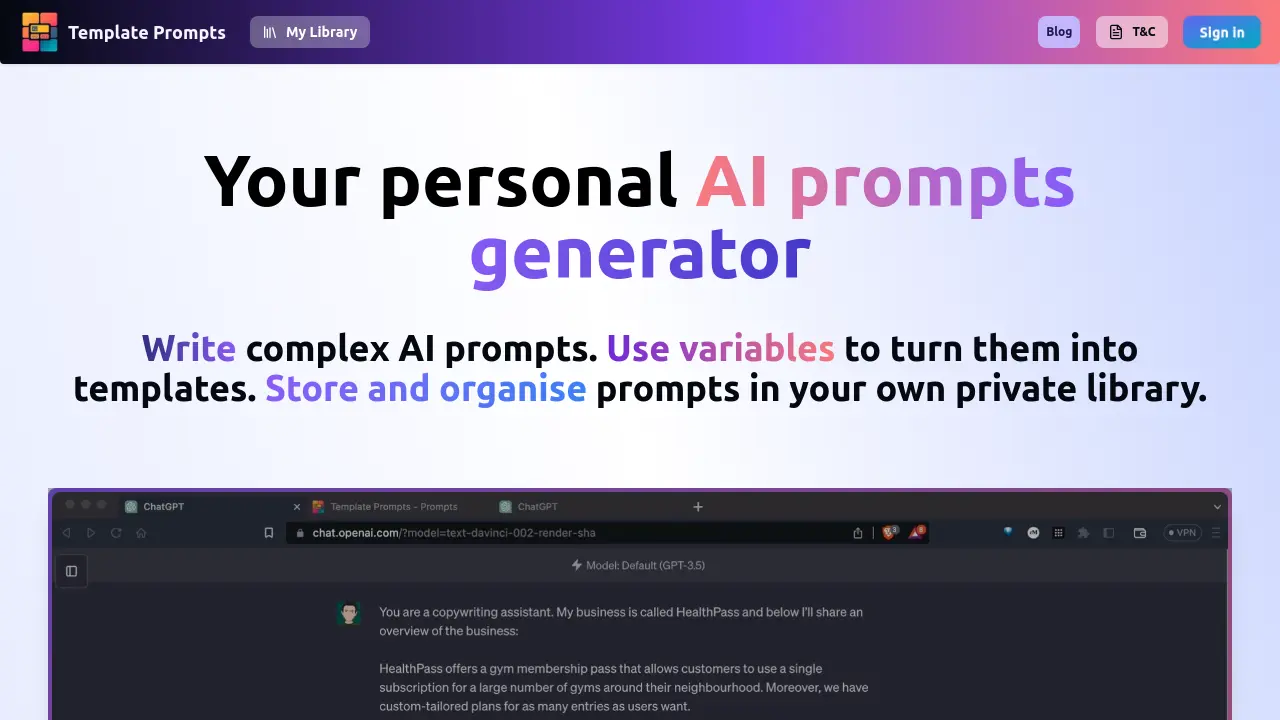 Template Prompts - Your Personal AI Prompts Generator