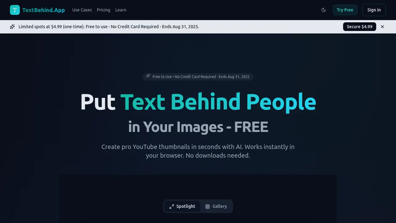 TextBehind.App - Put Text Behind People in Your Images - FREE