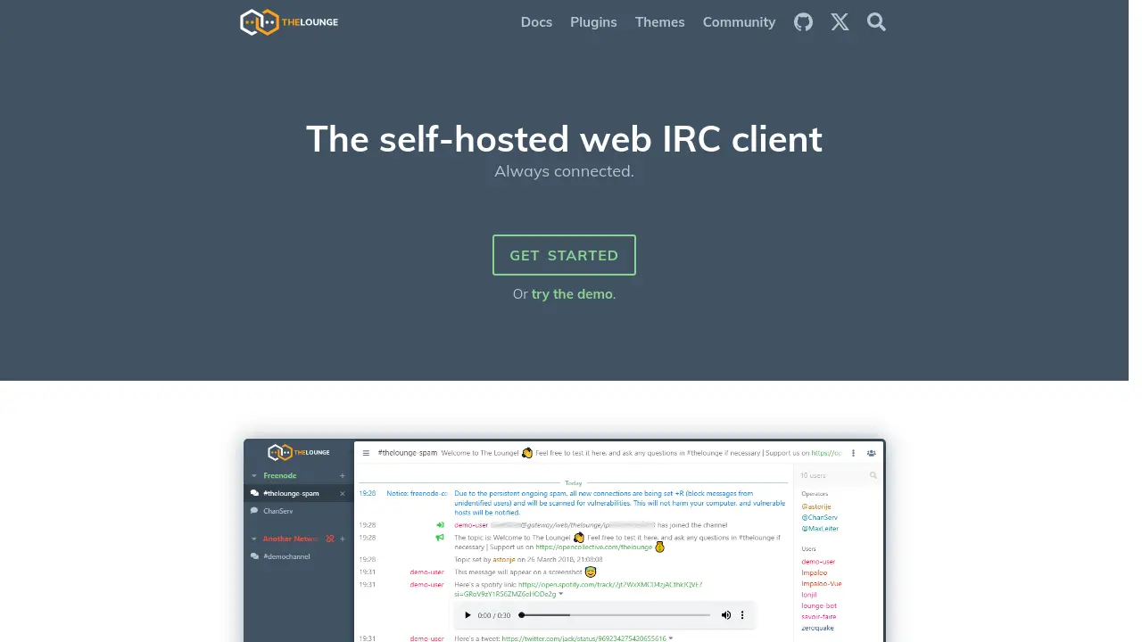 The Lounge - The self-hosted web IRC client that keeps you always ...