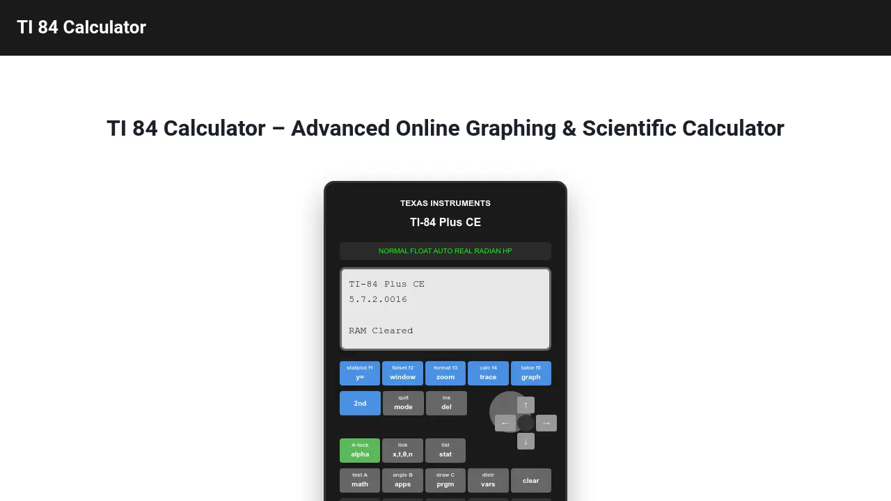 TI 84 Calculator - Advanced Online Graphing & Scientific Calculator