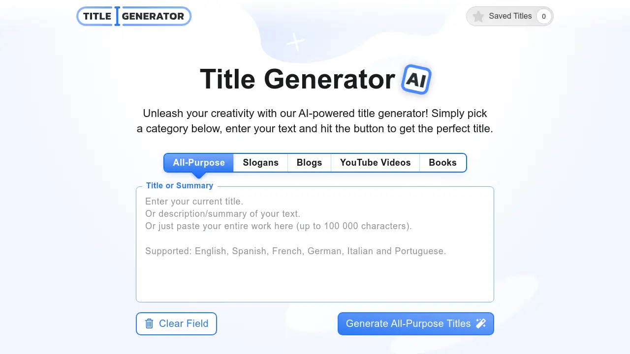 Title Generator - Unleash your creativity with our AI-powered title ...