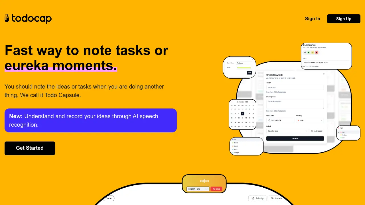 Todocap - Effortlessly Capture Tasks and Ideas with AI Speech Recognition