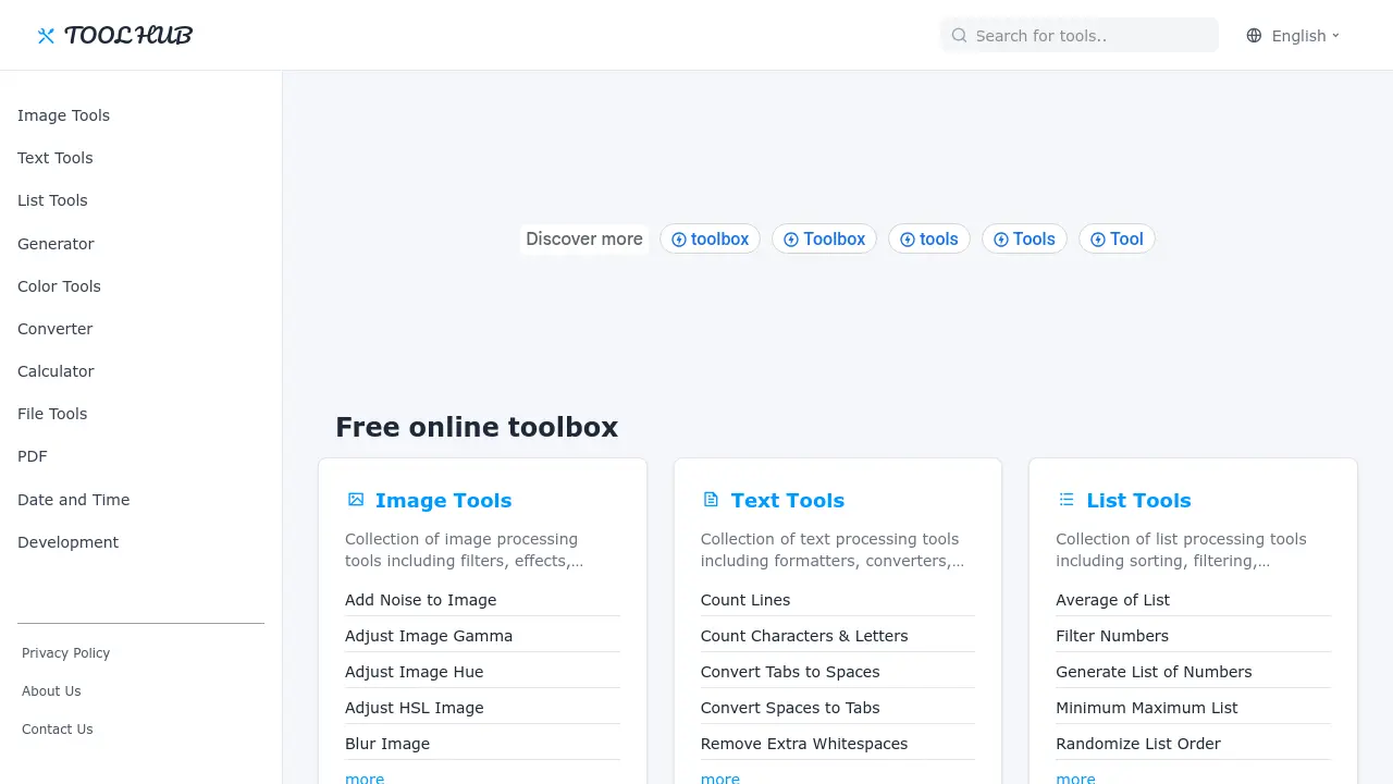 Tool Hub - Free online toolbox for image, text, file, and development ...