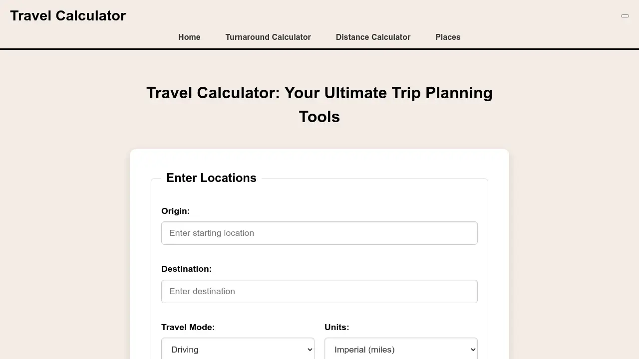 Travel Calculator - Your Ultimate Trip Planning Tools