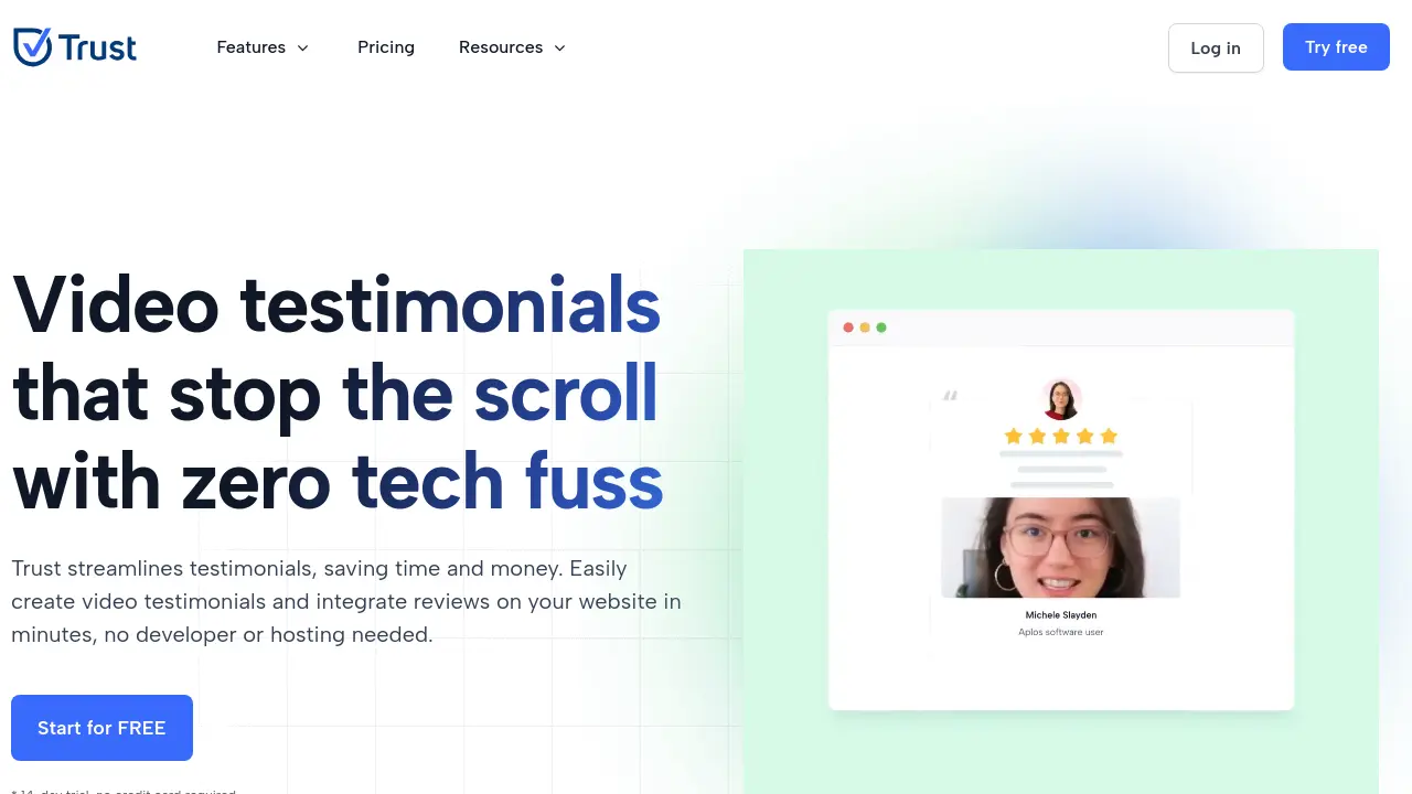 Trust - Video testimonials that stop the scroll with zero tech fuss
