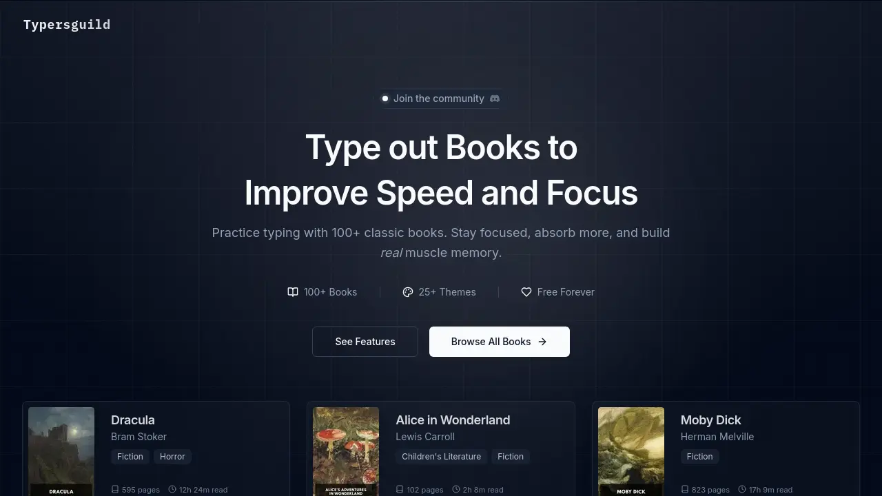 Typersguild - Practice typing with classic literature to improve speed ...