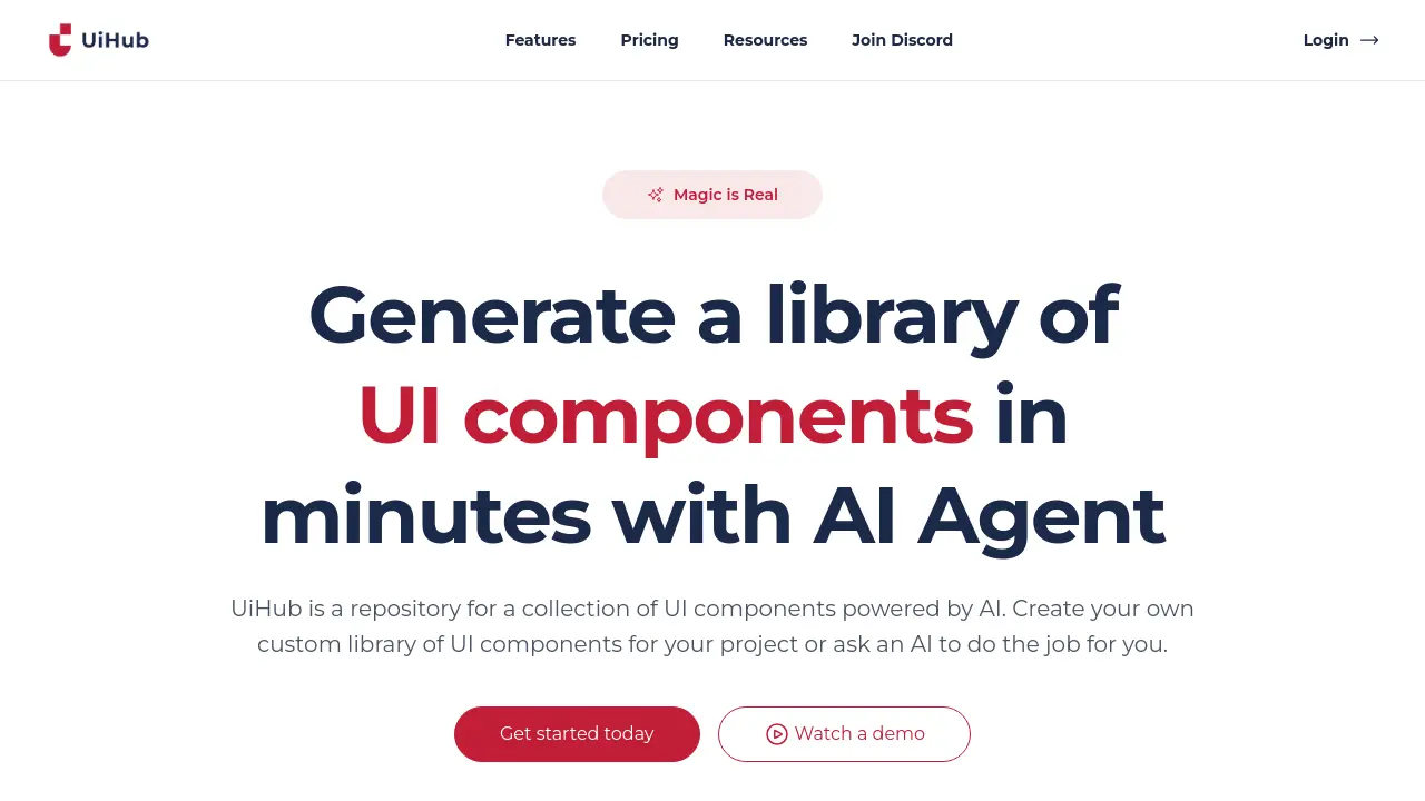 UiHub - Generate a library of UI components in minutes with AI Agent.
