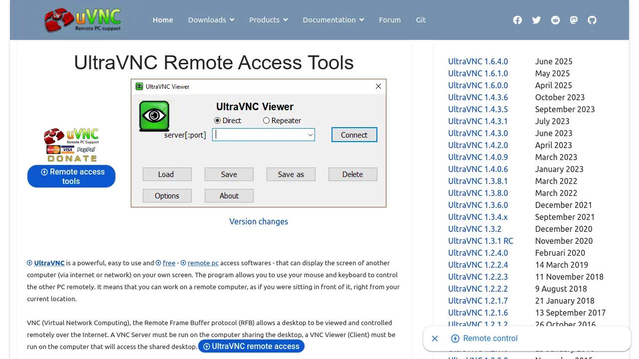 UltraVNC - Free Remote PC Access Software for Windows