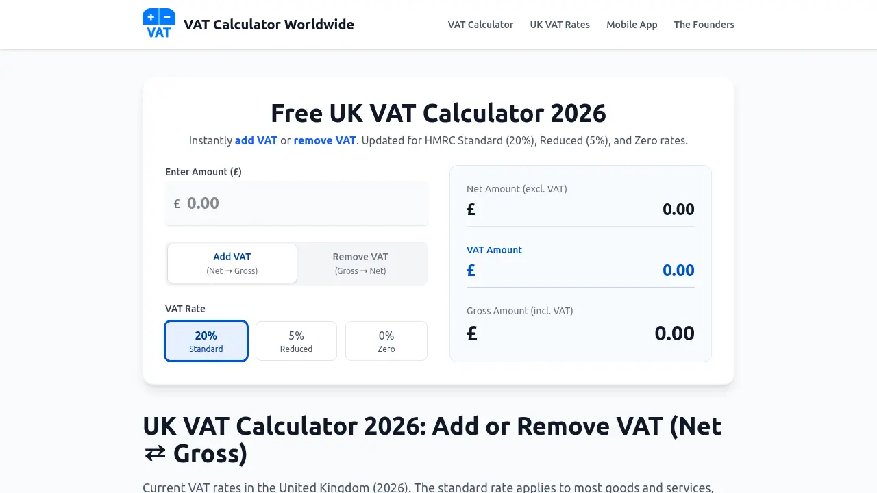 VAT Calculator Worldwide - Instantly add or remove VAT with precision ...