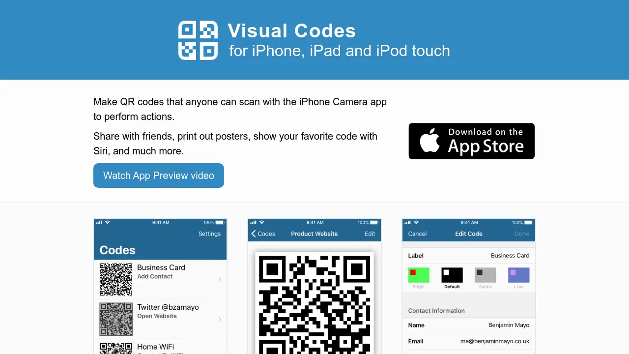 Visual Codes - Create and manage QR codes for iPhone, iPad, and Apple ...