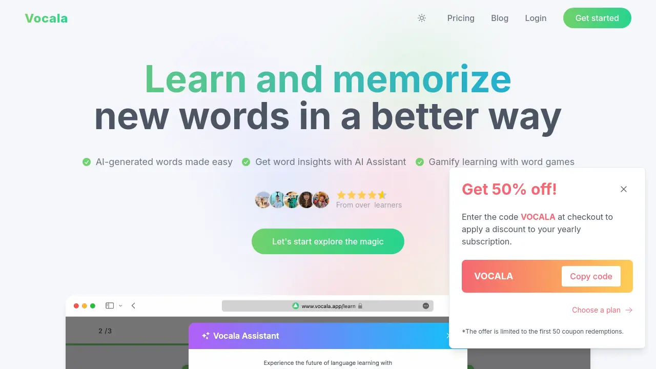 Vocala - Learn and memorize new words in a better way