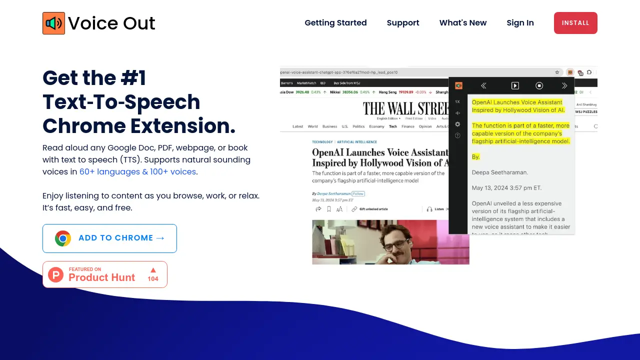 Voice Out - The #1 Text-to-Speech Chrome Extension.