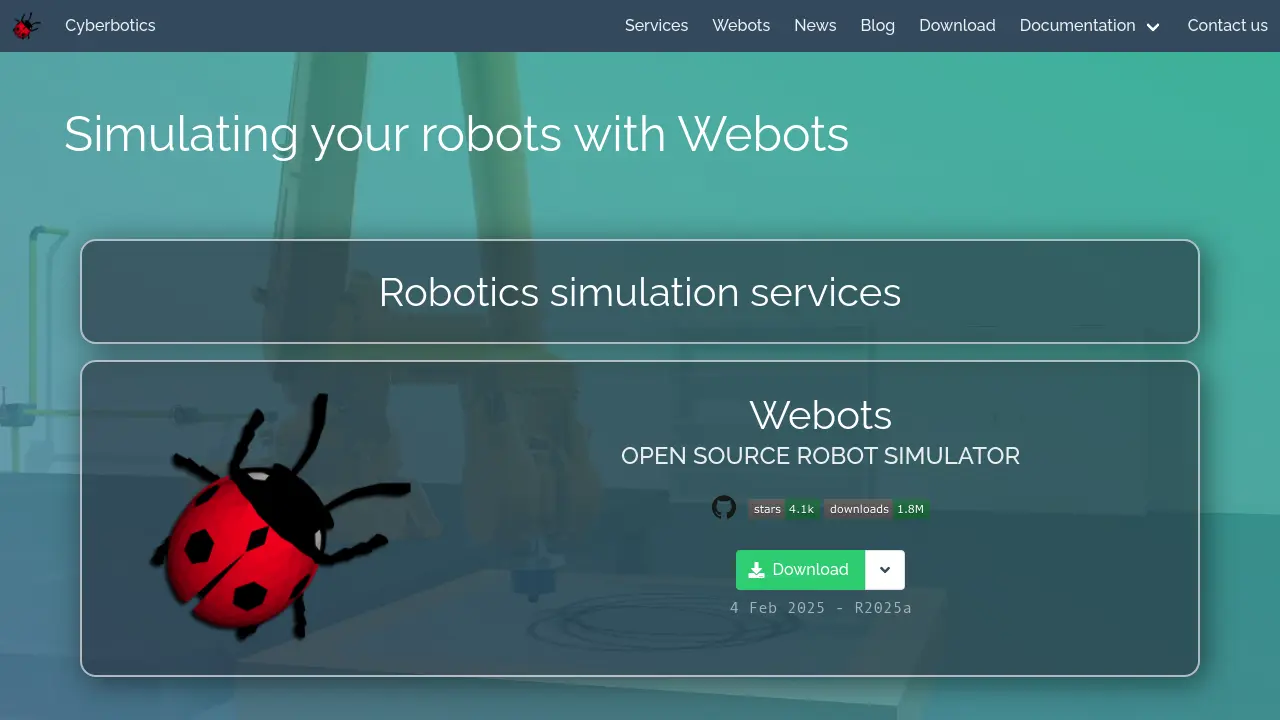 Webots - Open Source Robot Simulator for Professional Robotics Development