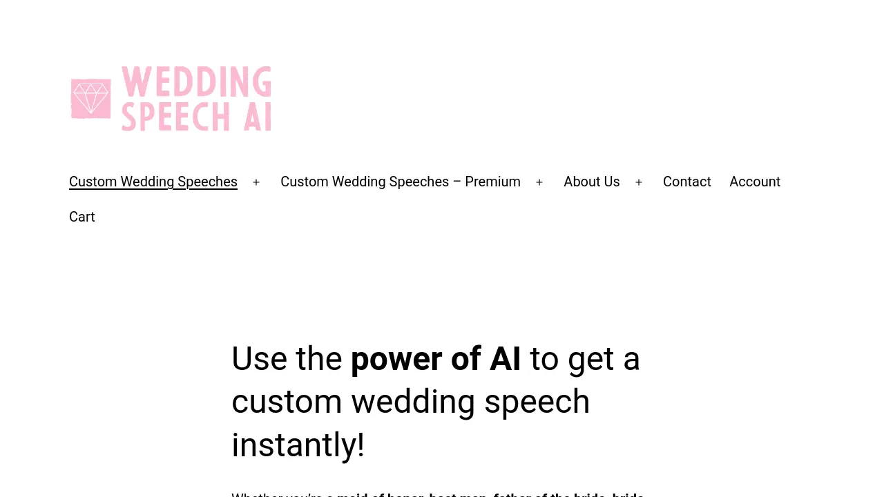 Wedding Speech AI - Use the power of AI to get a custom wedding speech ...