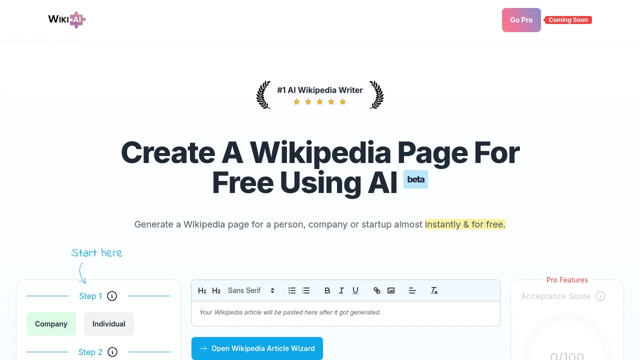 Wikipedia Article AI - Create Wikipedia Pages Instantly Using AI