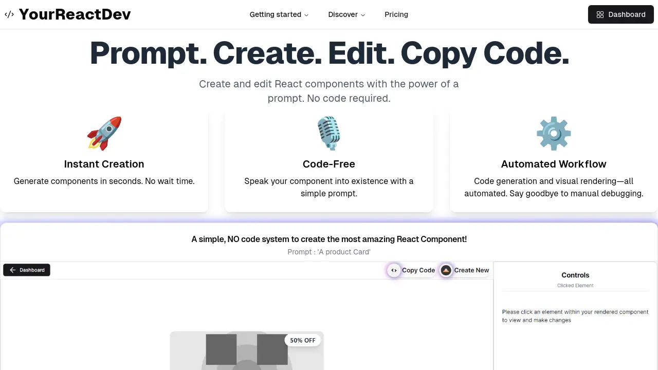 YourReactDev - Create and Edit React Components Instantly with Prompts