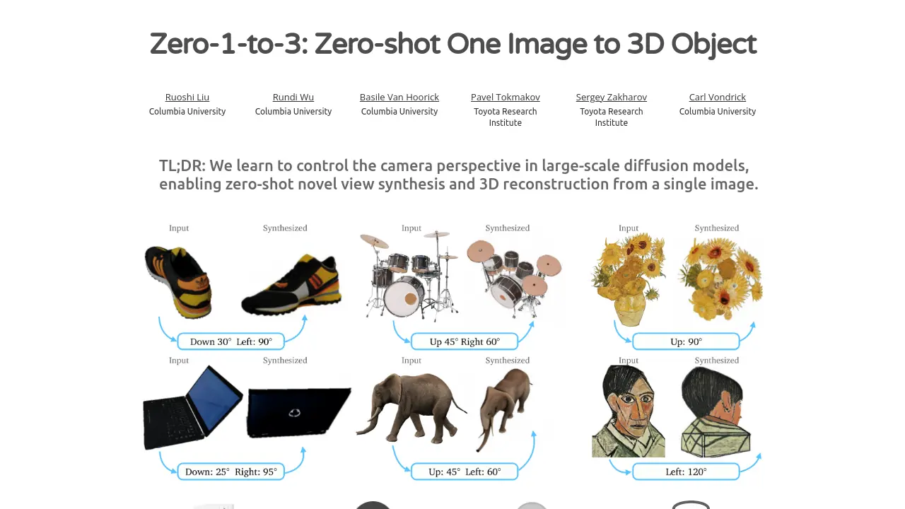 Zero-1-to-3 - Zero-shot One Image to 3D Object