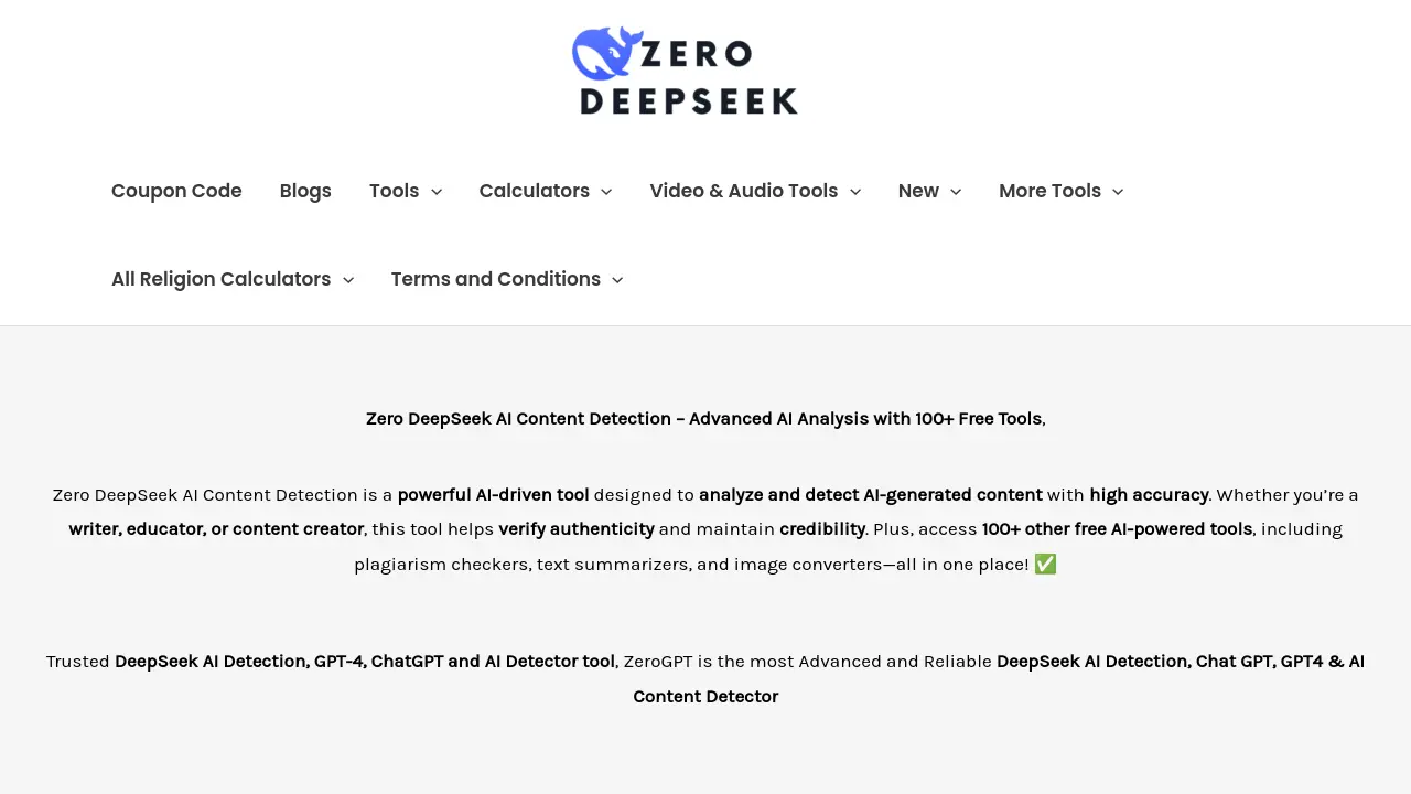 Zero DeepSeek - Advanced AI Analysis with 100+ Free Tools