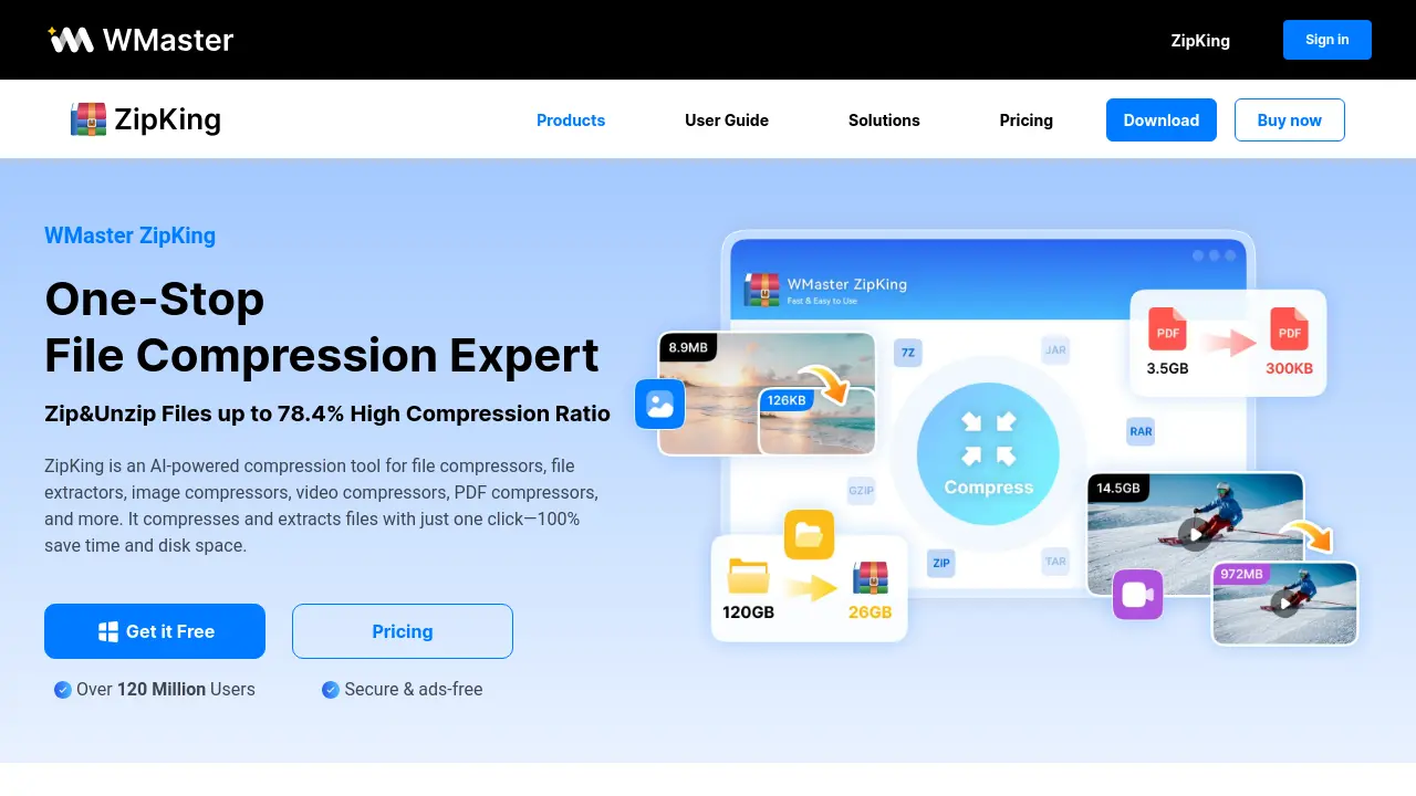 ZipKing - AI-Powered One-Stop File Compression Expert